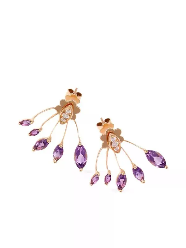 STEFERE 18k Rose Gold Diamond And Amethyst Eventail Earrings - Pink