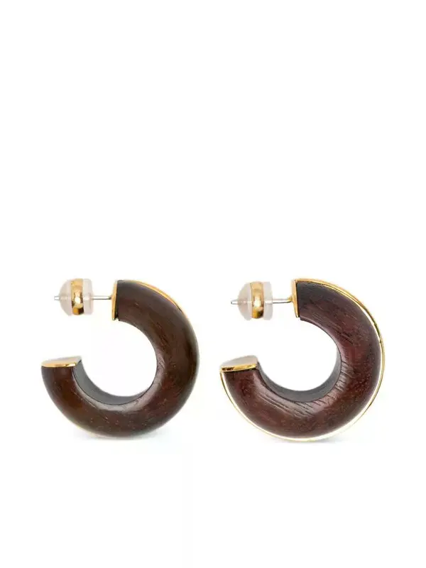 LIZZIE FORTUNATO Halo Acacia Wood Hoop Earrings - Brown