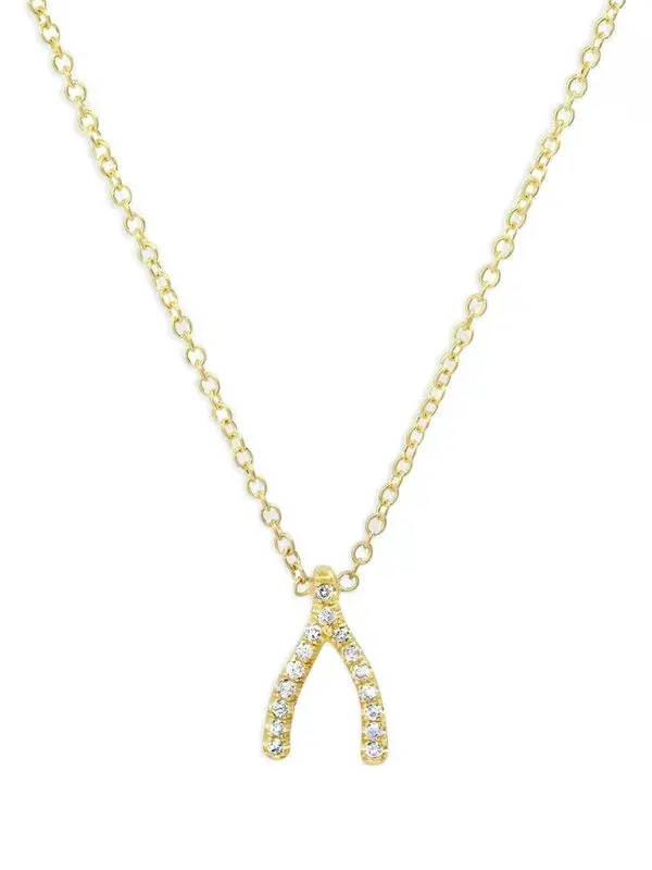 JENNIFER MEYER 18kt Yellow Wishbone Diamond Necklace - Gold