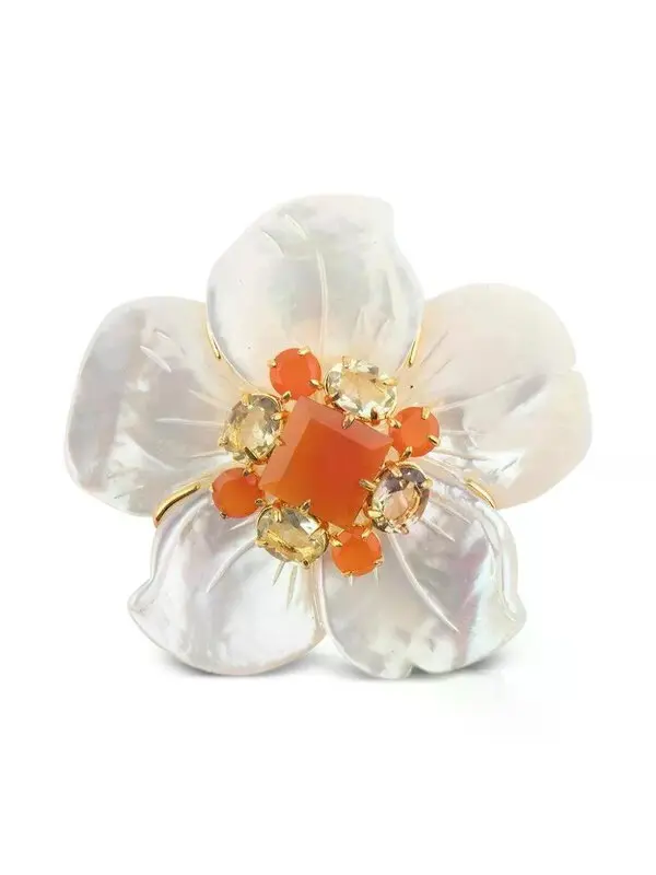 BOUNKIT JEWELRY Flower Brooch - White