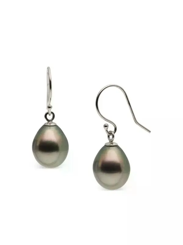 BAGGINS 18k White Gold Tahitian Pearl Earrings - Silver