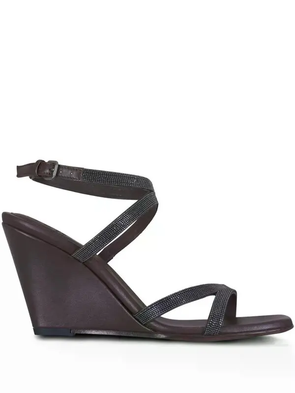 Brunello Cucinelli Leather Wedge Sandals