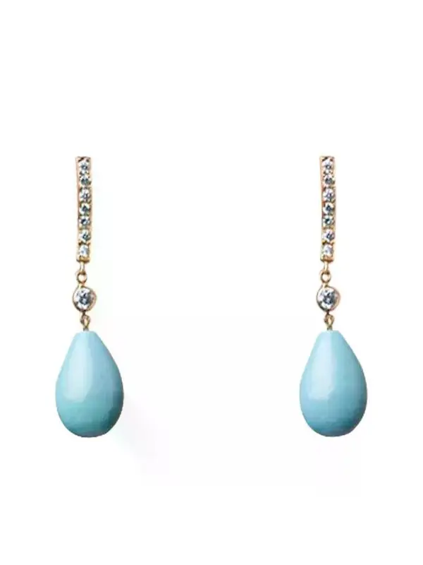 Piranesi 18k Yellow Diamond And Turquoise Drop Earrings - Gold