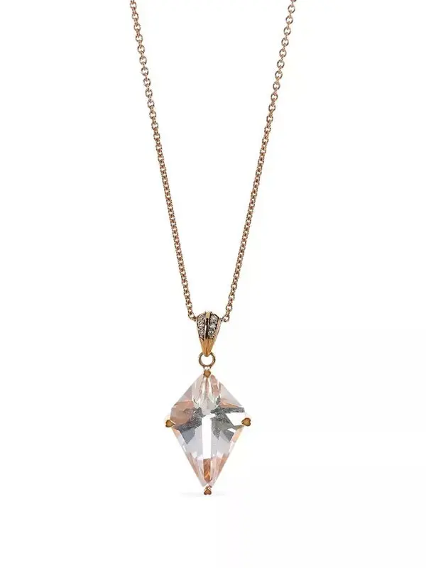 LISA NIK 18kt Rose Gold Kite Quartz Pendant Necklace - Pink