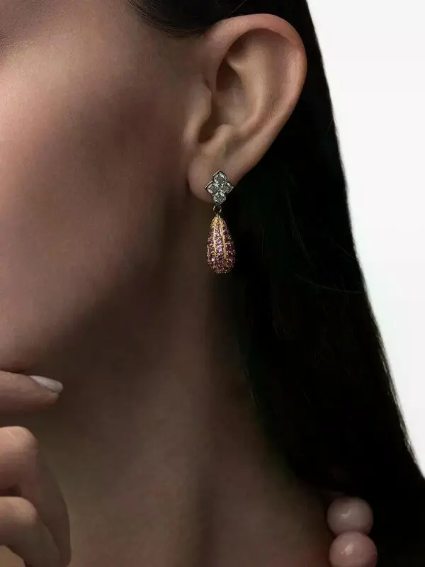 Piranesi Rubelite And Diamond Flower Earrings