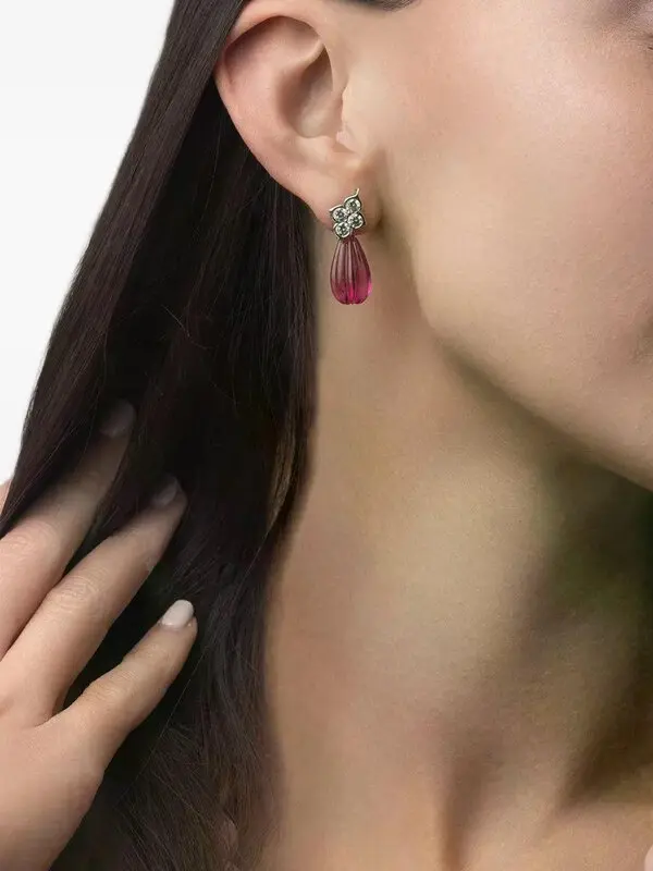 Piranesi Rubelite And Diamond Flower Earrings