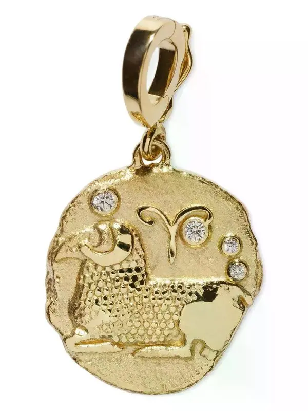 AZLEE 18k Gold Aries Diamond Pendant - Yellow
