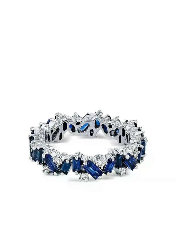 SUZANNE KALAN 18k White Gold Diamond And Sapphire Eternity Ring - Silver