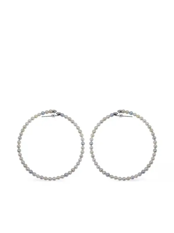 BAGGINS 14k Gold Akoya Pearl Hoop Earrings - White