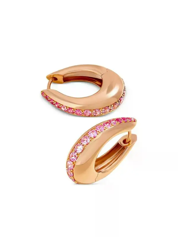 ANANYA 18k Icon Pink Sapphire Hoop Earrings - Gold