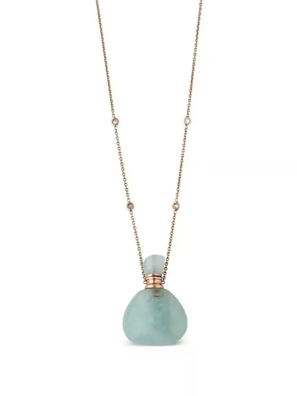 Jacquie Aiche 14k Rose Gold Aquamarine Potion Bottle Necklace - Blue