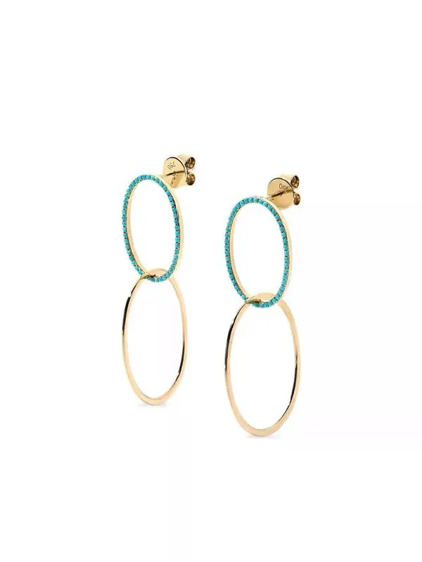 Devon Woodhill Yellow And Turquoise Double Circle Earrings - Gold