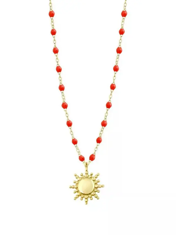 Gigi Clozeau 18k Yellow Beaded Chain Necklace With Sun Pendant - Gold