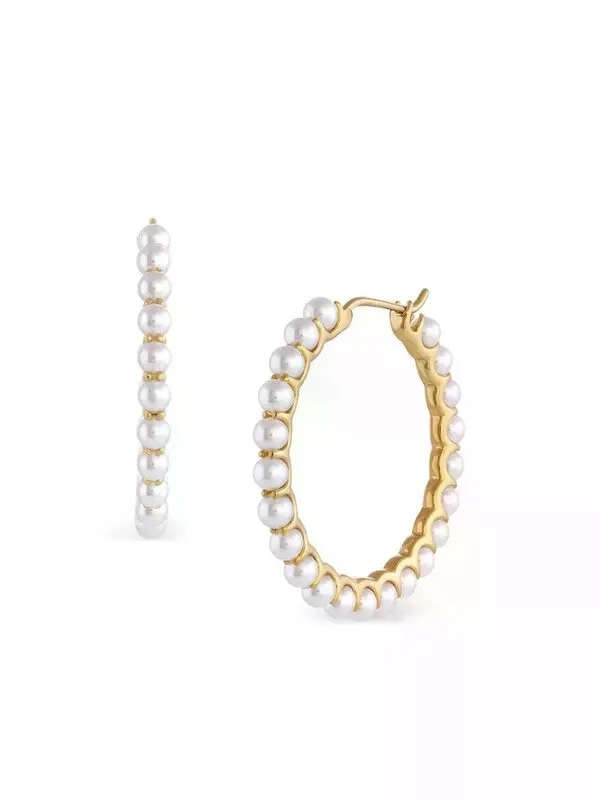 BAGGINS Pearl Hoop Earrings - Neutrals