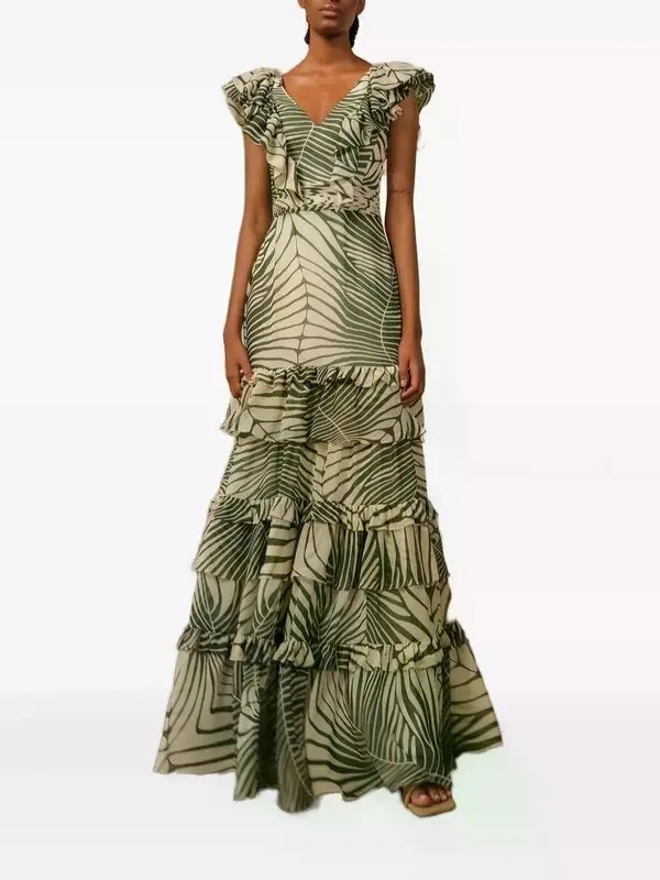 Mesay Leaf-print Ruffled Maxi Dress
