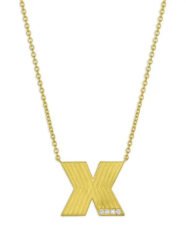 LEIGH MAXWELL 18k Yellow Letter X Diamond Necklace - Gold