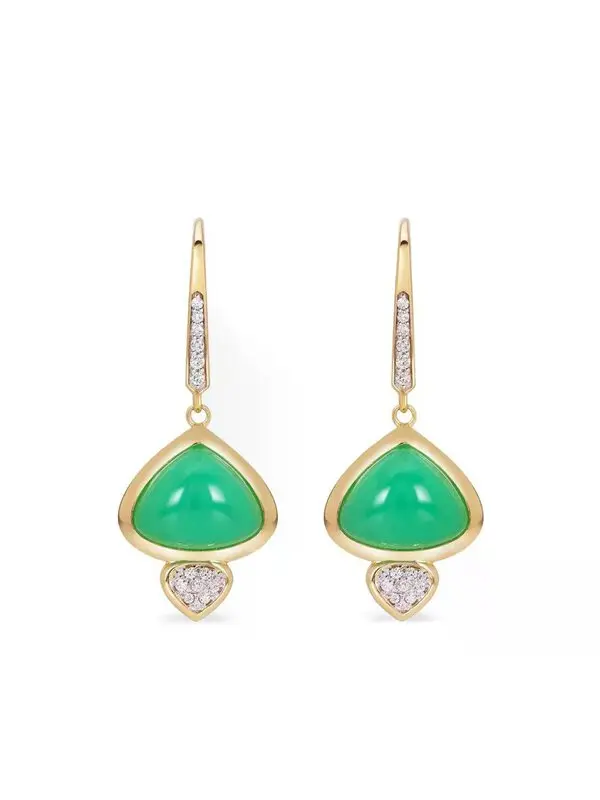 Marina B 18k Yellow Trisolina Chrysoprase And Diamond Drop Earrings - Gold
