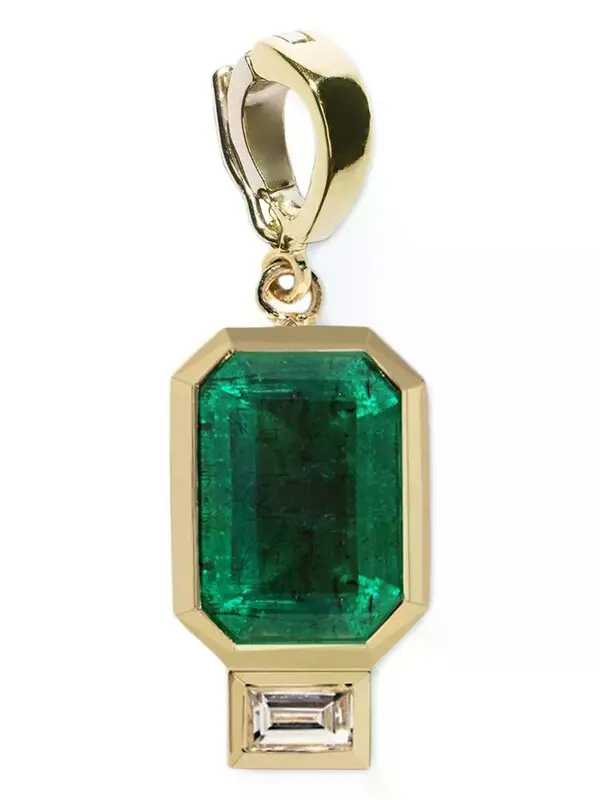 AZLEE 18k Yellow Emerald And Diamond Pendant - Gold