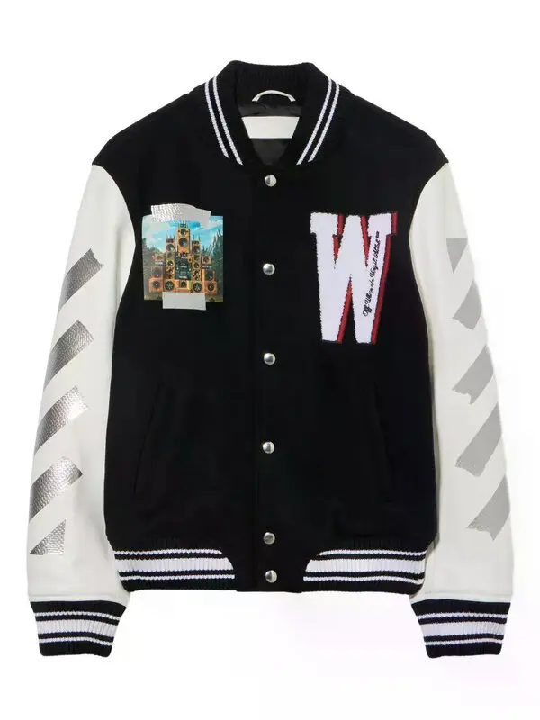Off-White Wo Soundsystem Varsity Jacket - Black