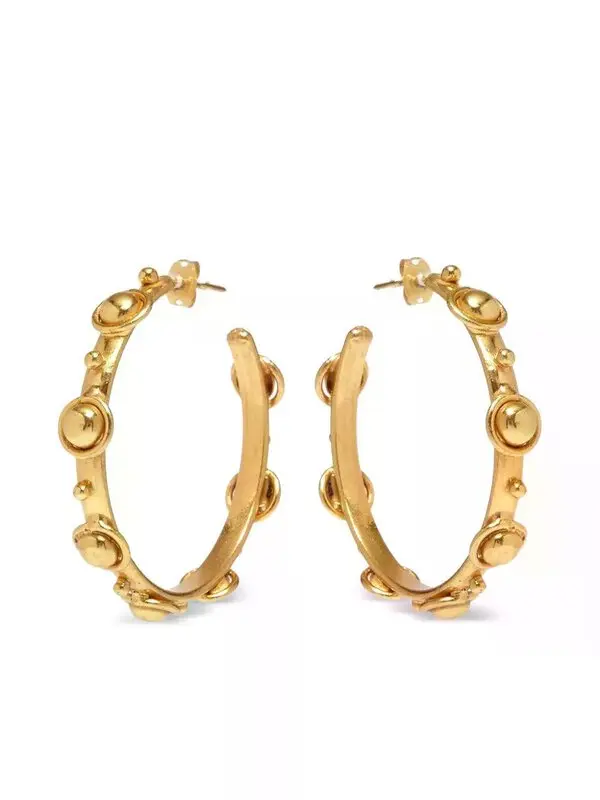 Sylvia Toledano Tone Beaded Hoop Earrings - Gold