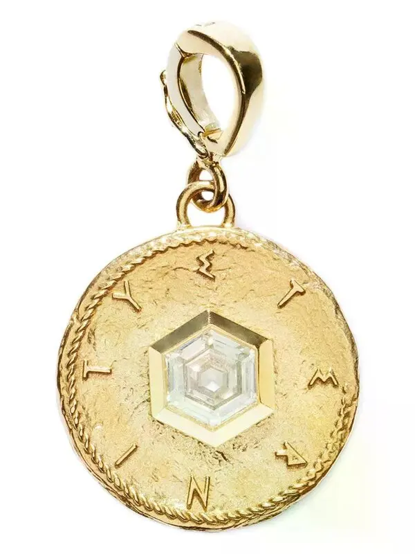 AZLEE 18k Yellow Eternity Hexagon Diamond Necklace Charm - Gold