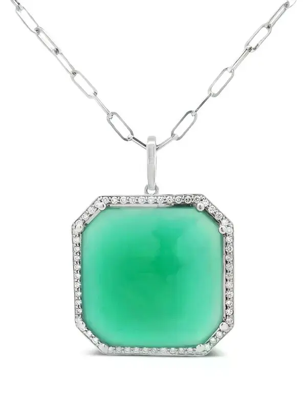 LISA NIK 18k White Gold Agate And Diamond Necklace - Silver