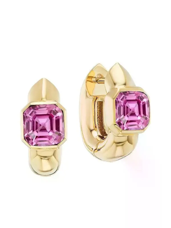 UNIFORM OBJECT 18k Yellow Tusk Sapphire Huggie Earrings - Gold
