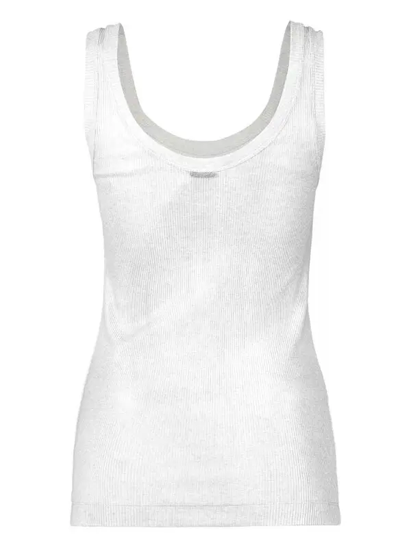 Brunello Cucinelli Ribbed Foiled Top - Silver