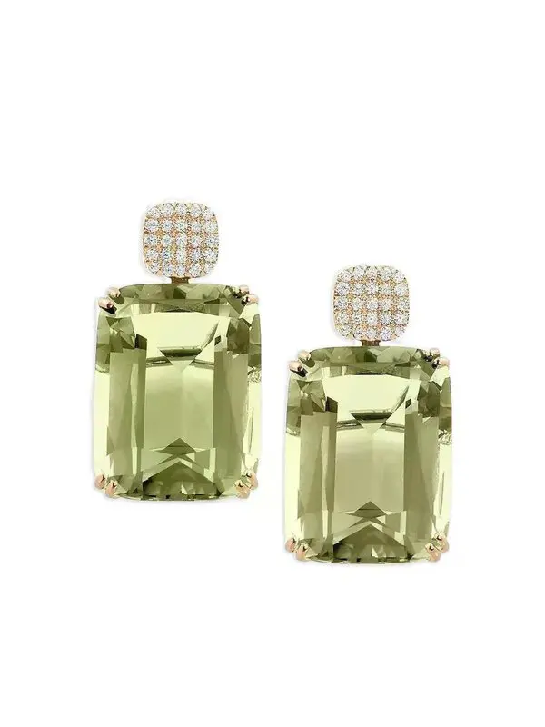 Goshwara 18k Yellow Prasiolite And Diamond Earrings - Gold