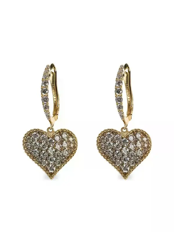 LISA NIK 18kt Yellow Diamond Heart Hoop Earrings - Gold