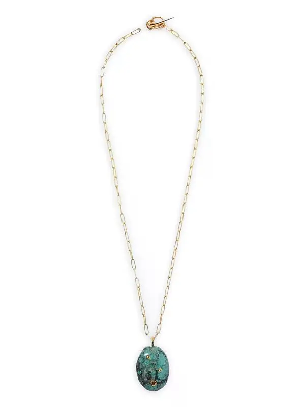 LIZZIE FORTUNATO Turquoise Pendant Necklace - Gold