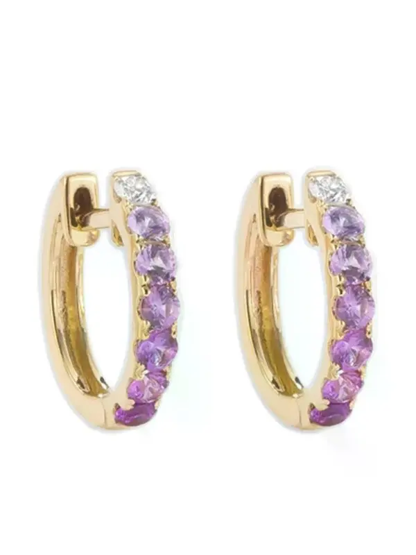 Robinson Pelham 14k Yellow Pink Sapphire And Diamond Hoop Earrings - Gold