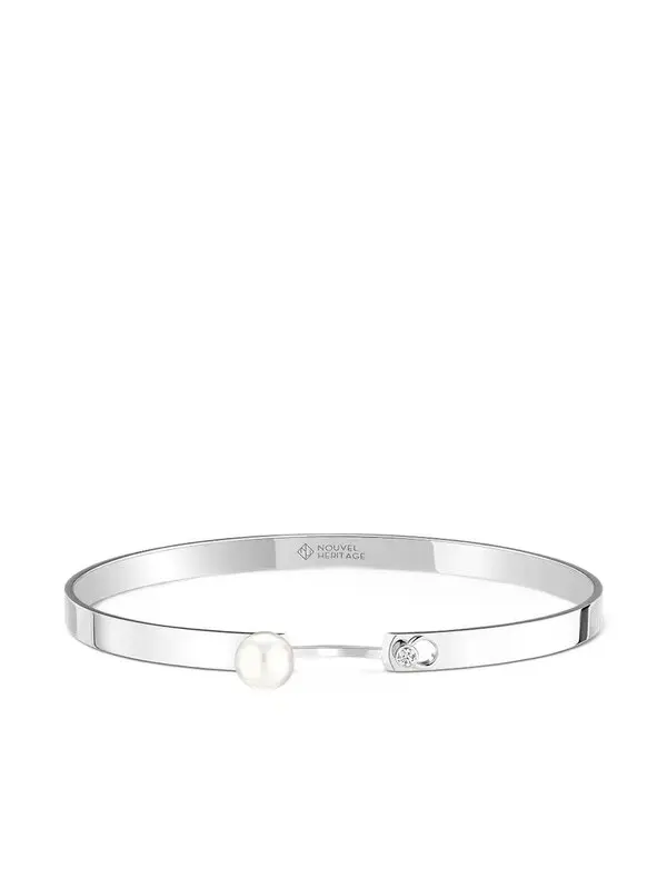 NOUVEL HERITAGE 18k White Gold Diamond And Pearl Bangle - Silver