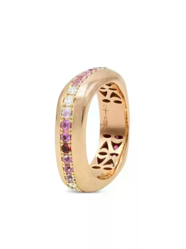 FULLORD 18k Rose Gold Diamond And Sapphire Ghost Belt Ring - Pink