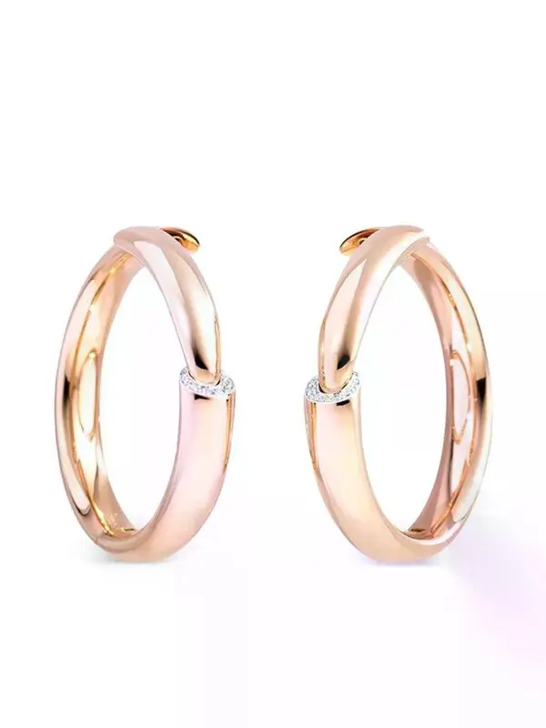 Vhernier 18k Rose Gold Diamond Hoop Earrings - Pink