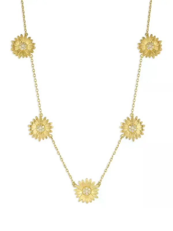 TANYA FARAH 18kt Yellow Daisy Five Diamond Necklace - Gold