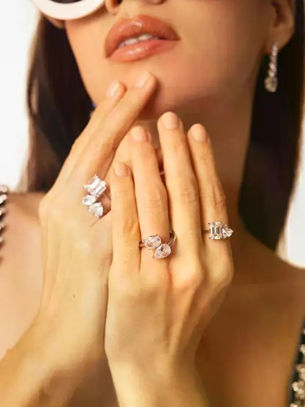 FANTASIA BY DESERIO 14k White Gold Toi Et Moi Cubic Zirconia Ring