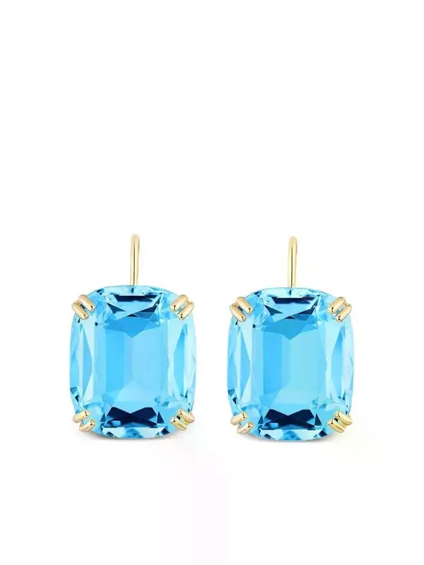 Goshwara 18k Yellow Blue Topaz Drop Earrings - Gold