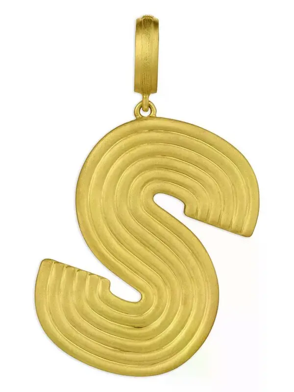 LEIGH MAXWELL 18k Yellow Ridged S Pendant - Gold