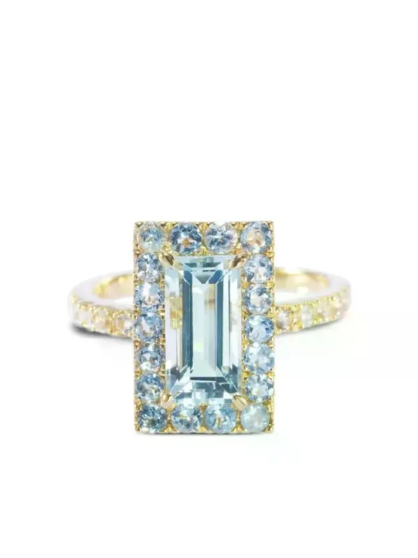 YI COLLECTION 18k White Aquamarine Ring - Gold