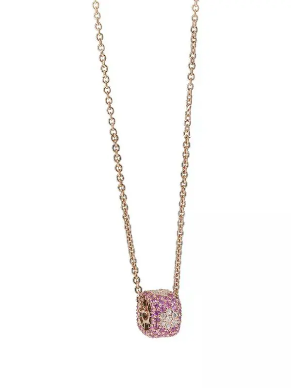 FULLORD 18k Rose Gold Sapphire And Diamond Ghost Necklace - Pink