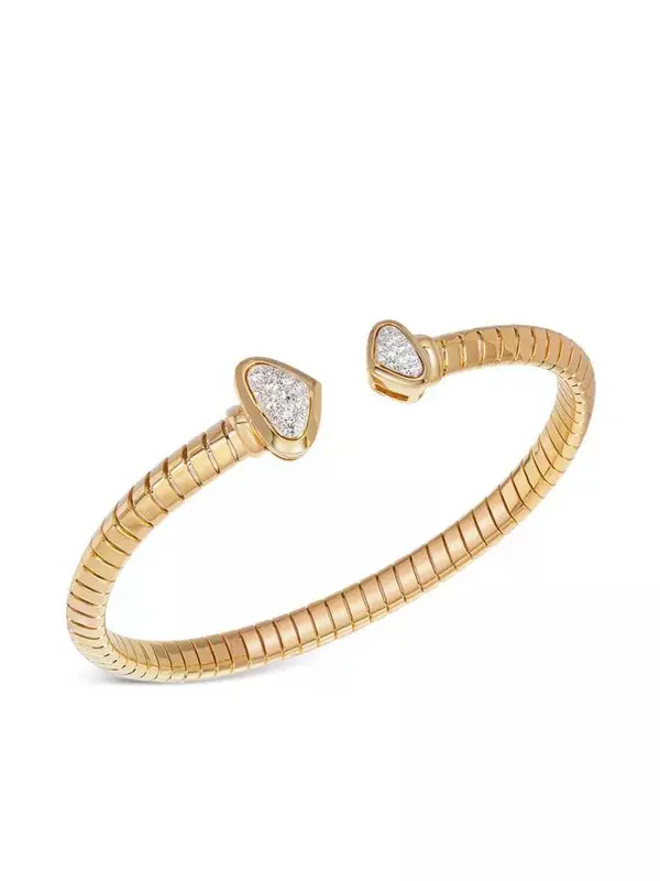 Marina B 18k Yellow Trisolina Castanga Diamond Bangle Bracelet - Gold