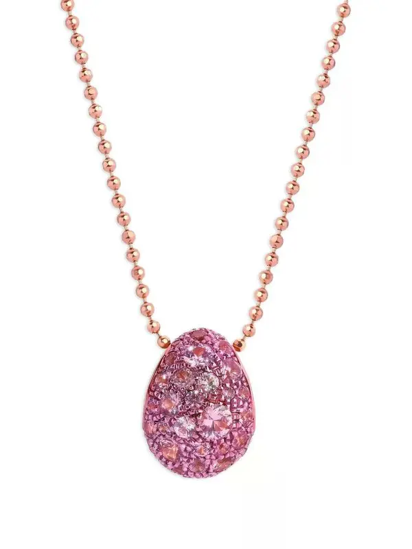 GRAZIELA 18k Rose Gold Bahia Sapphire Necklace - Pink