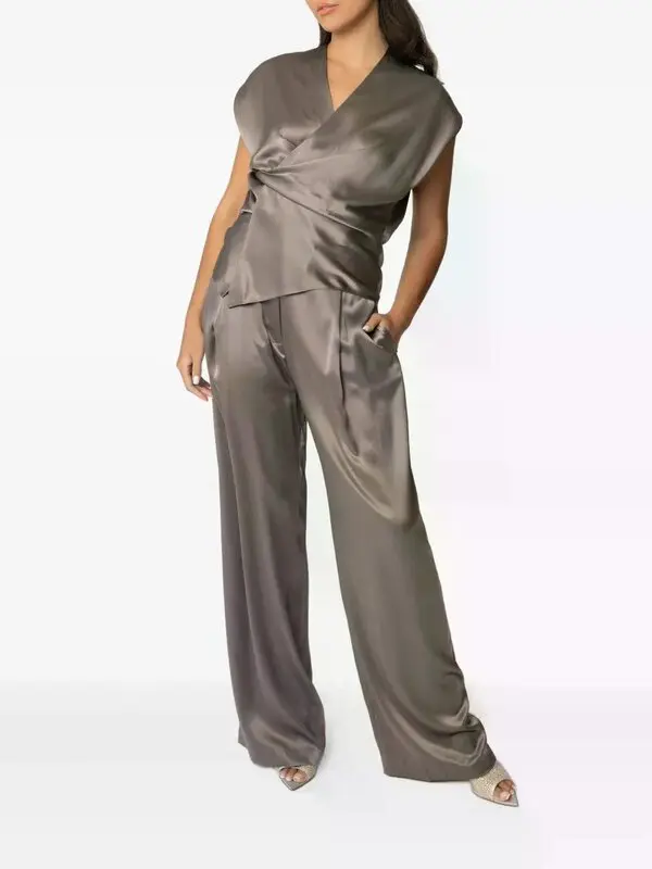 THE SEI Wrap-design Satin Blouse