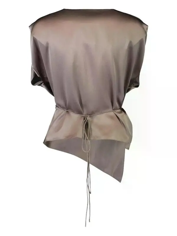 THE SEI Wrap-design Satin Blouse
