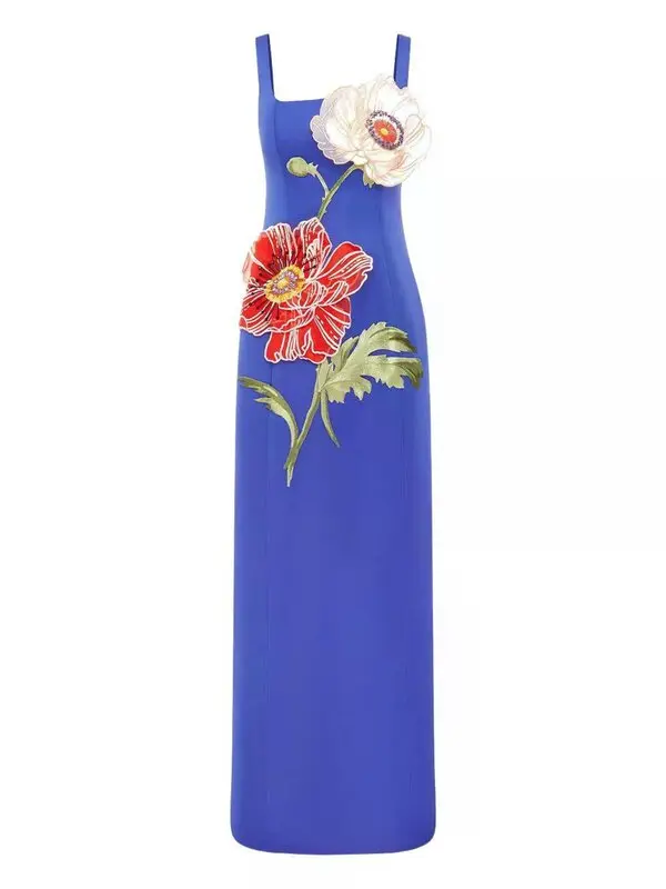 LEO LIN Adelina Embroidered Maxi Dress - Blue