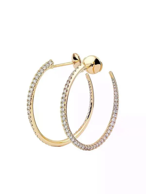 ENGELBERT 18k Yellow Twisted Diamond Hoop Earrings - Gold