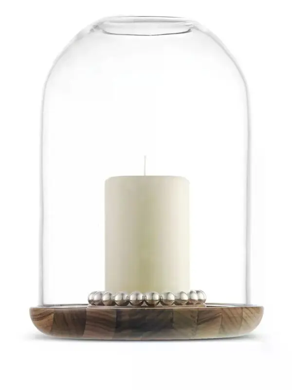 Christofle Glass-dome Walnut-base Hurricane - Brown