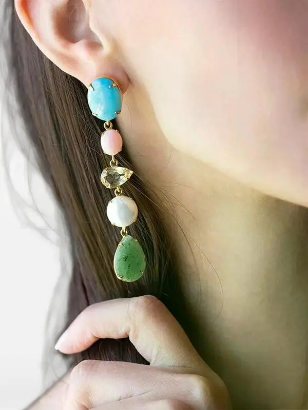 BOUNKIT JEWELRY Multi-stone Drop Earrings