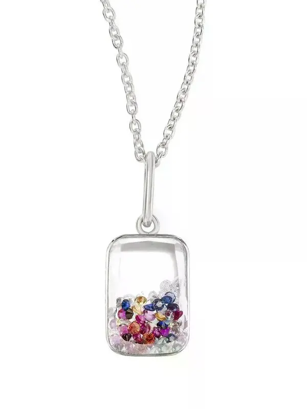 Moritz Glik 18k White Gold Ten Fourteen Petite Confetti Multi-stone Necklace - Silver